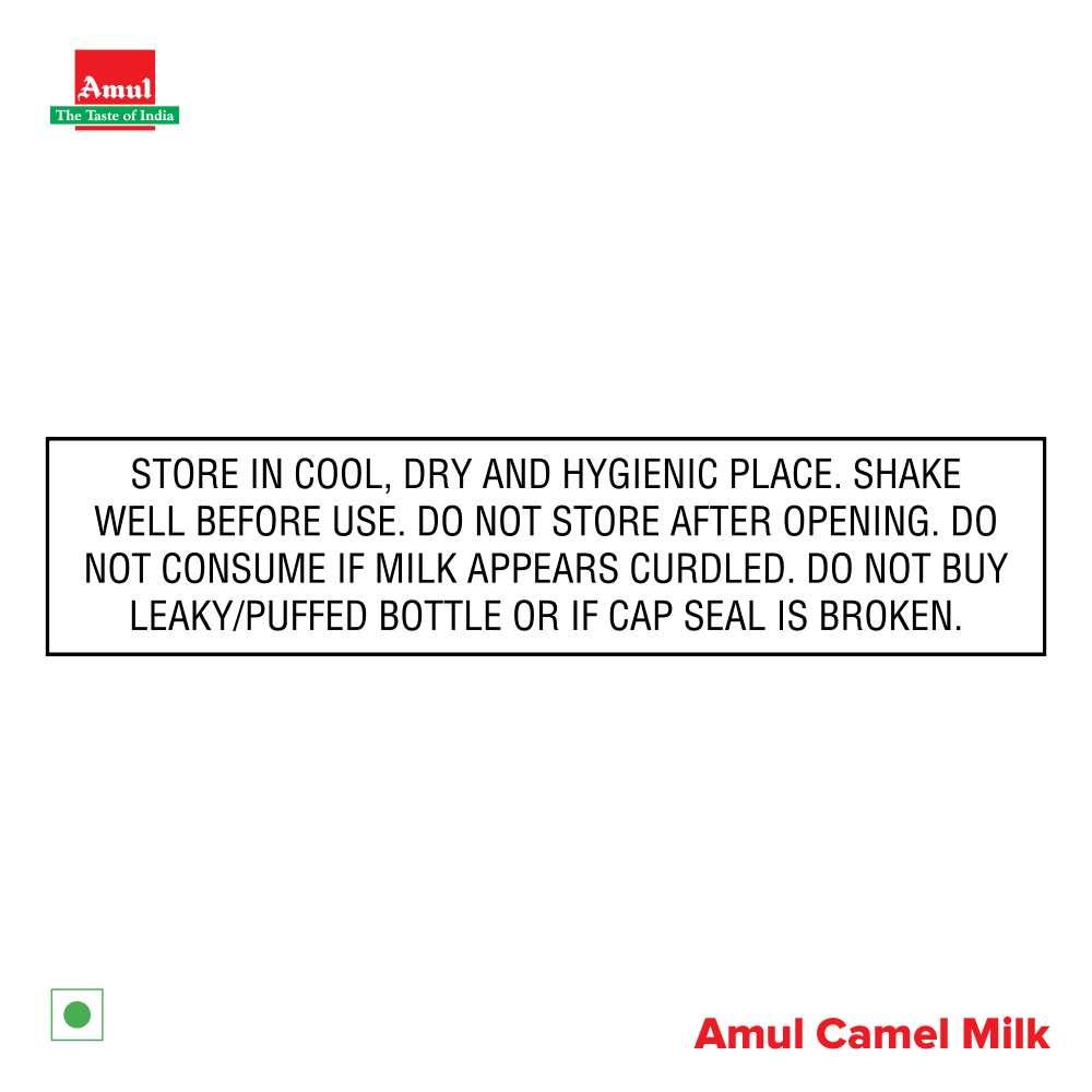 Amul Camel Milk Bottle, 200 mL | Pack of 8