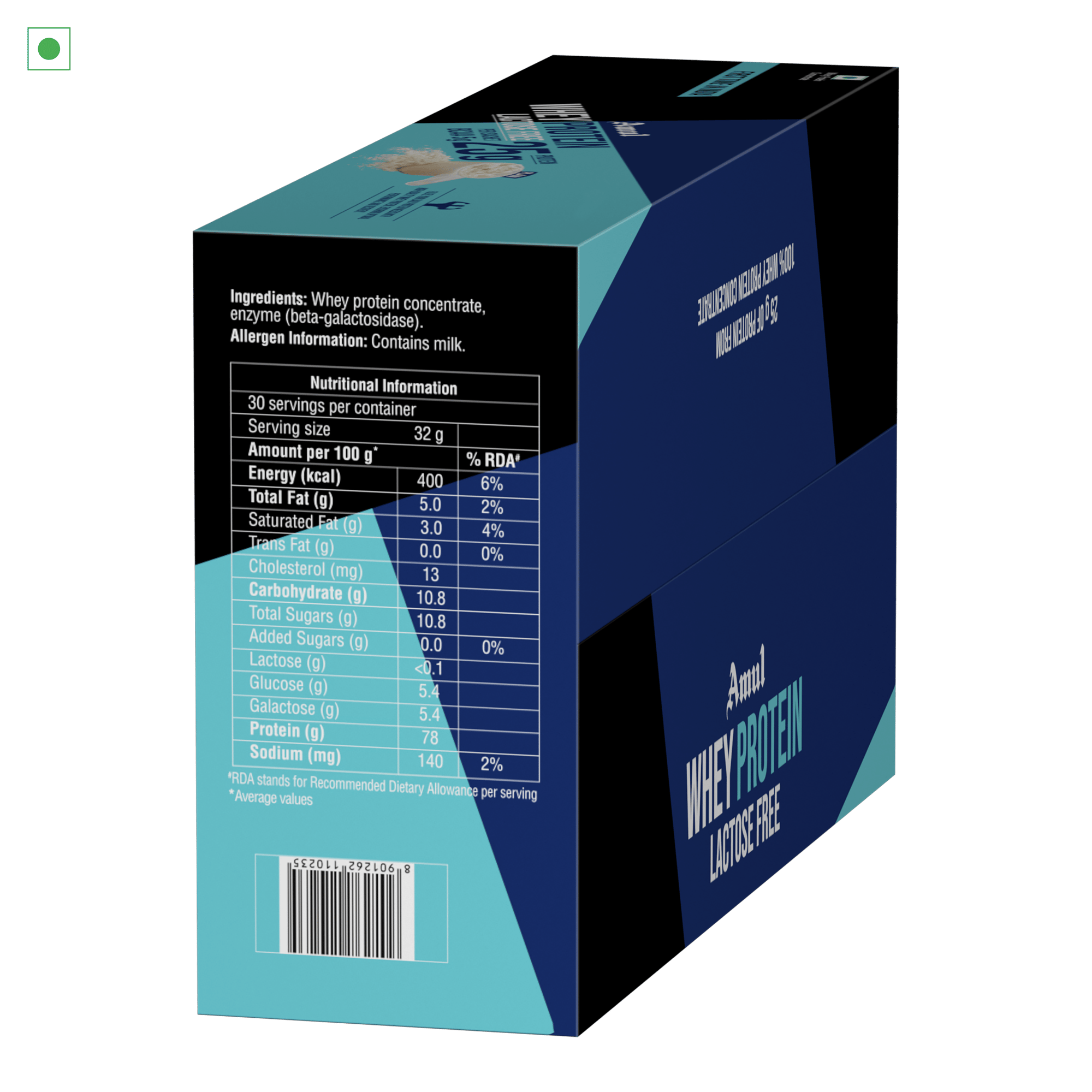 Amul Whey Protein, 32 g | Pack of 30 Sachets