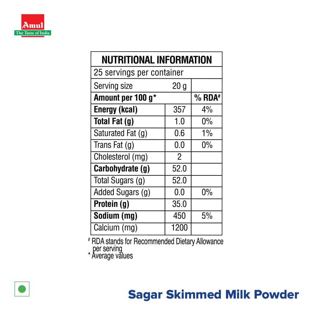 Sagar Skimmed Milk Powder Pouch, 500 g